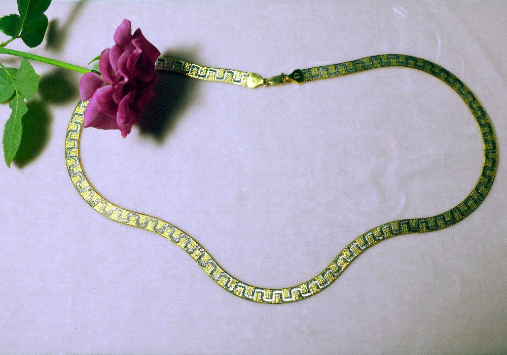 Flat Two Tone Chain Necklace 18k Vintage Avant Garde | GEM GARDENER