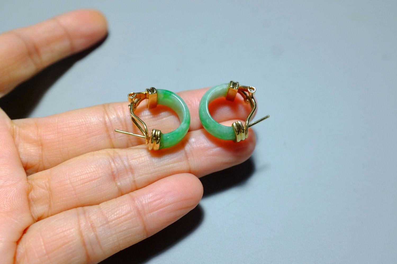 Antique Jade Hoop Earrings Gold 20k Chinese | Gem Gardener