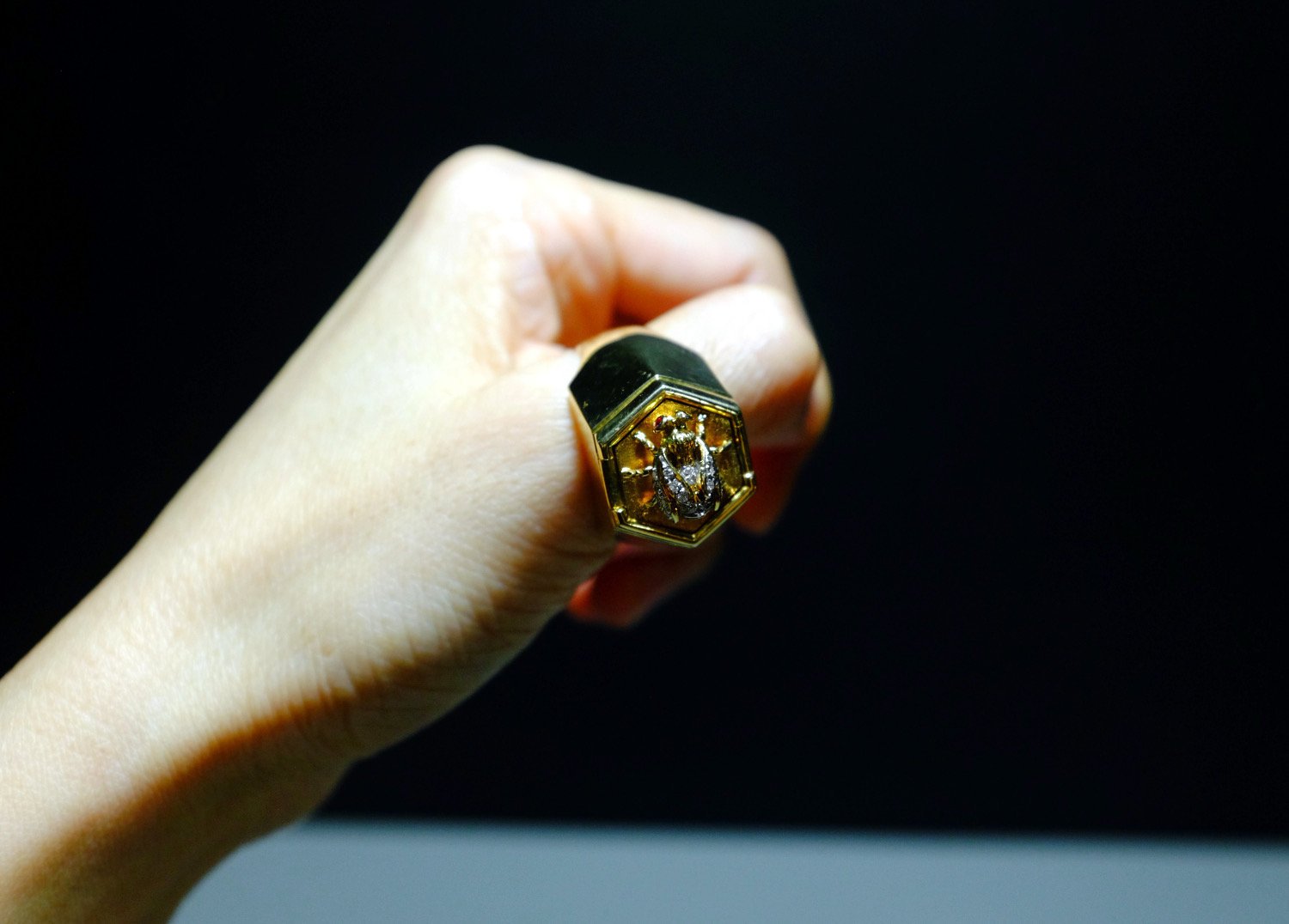 18k Bee Poison Ring Men Signet | Gem Gardener