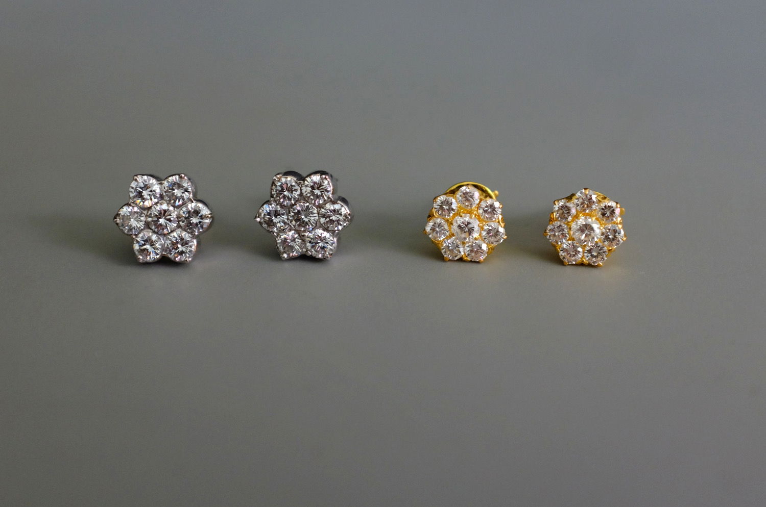 Vintage Cluster Diamond Studs Floral 20k | GEM GARDENER