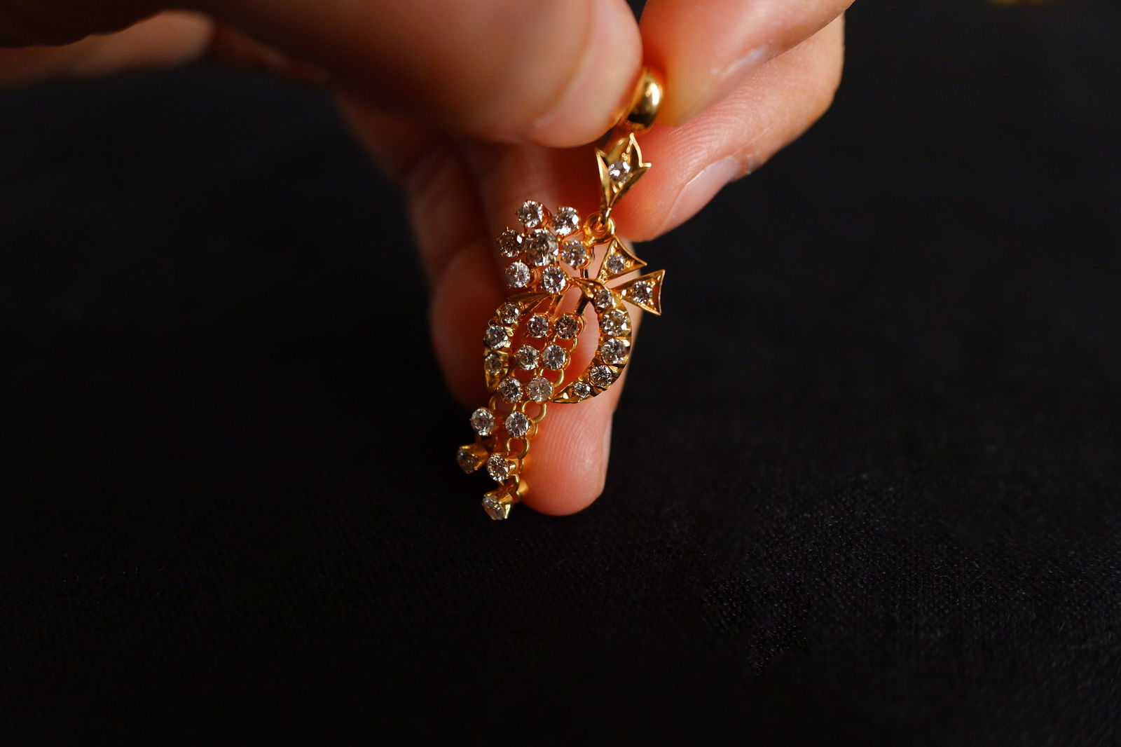 Dainty Chinese Diamond Pendant Vintage 20k | Gem Gardener