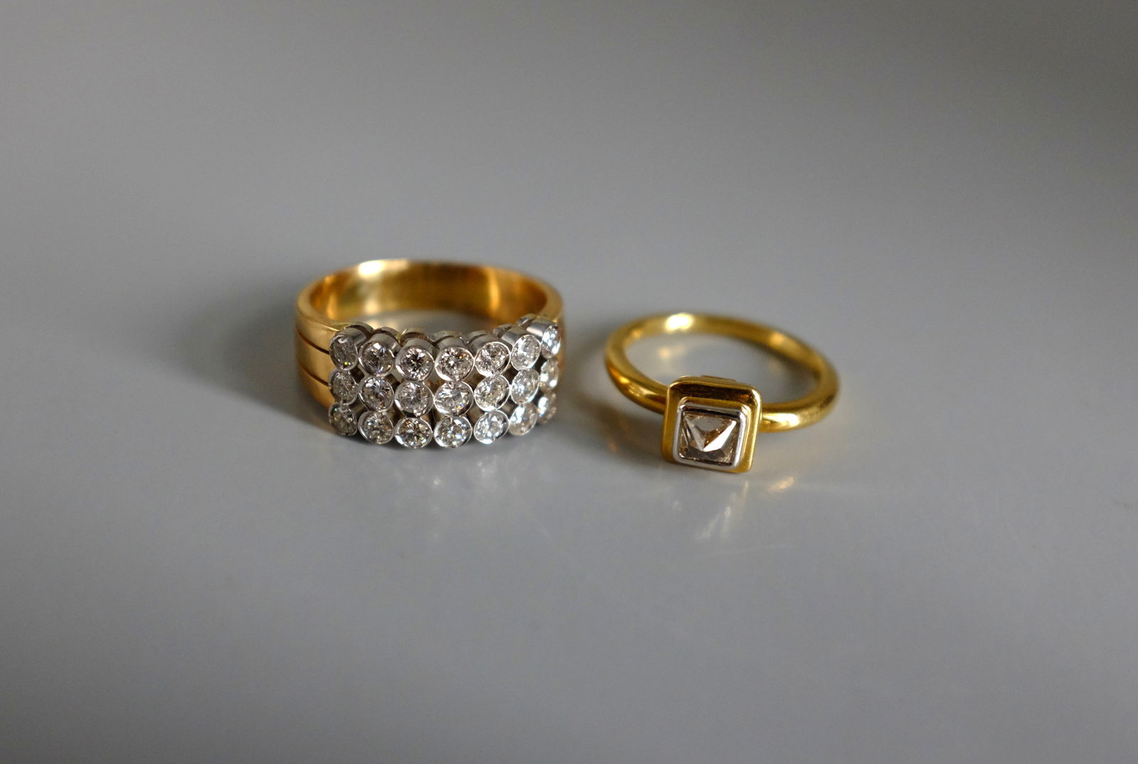 Geometric Two Tone Diamond Ring 14k Vintage | Gem Gardener