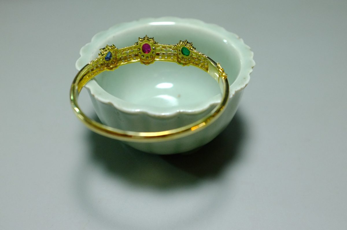 20k Chinese Gemstone Bangle Bracelet Vintage | Gem Gardener