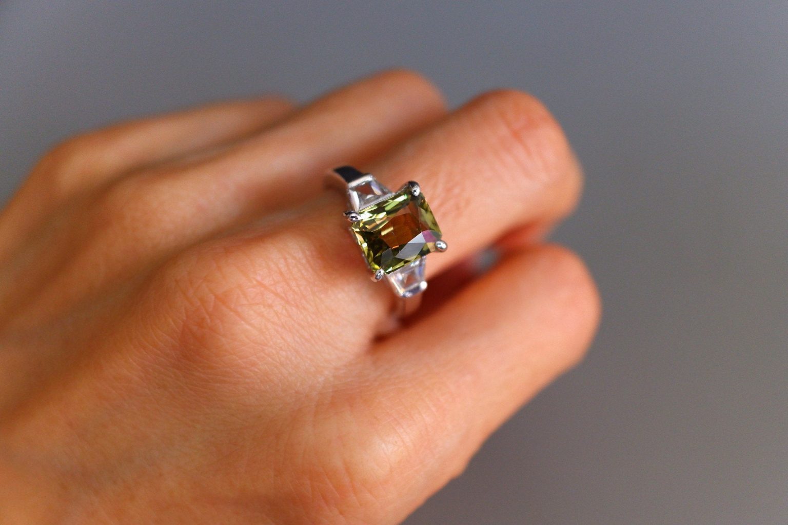 3.25ct Art Deco Rectangular Cut Alexandrite Ring | Gem Gardener