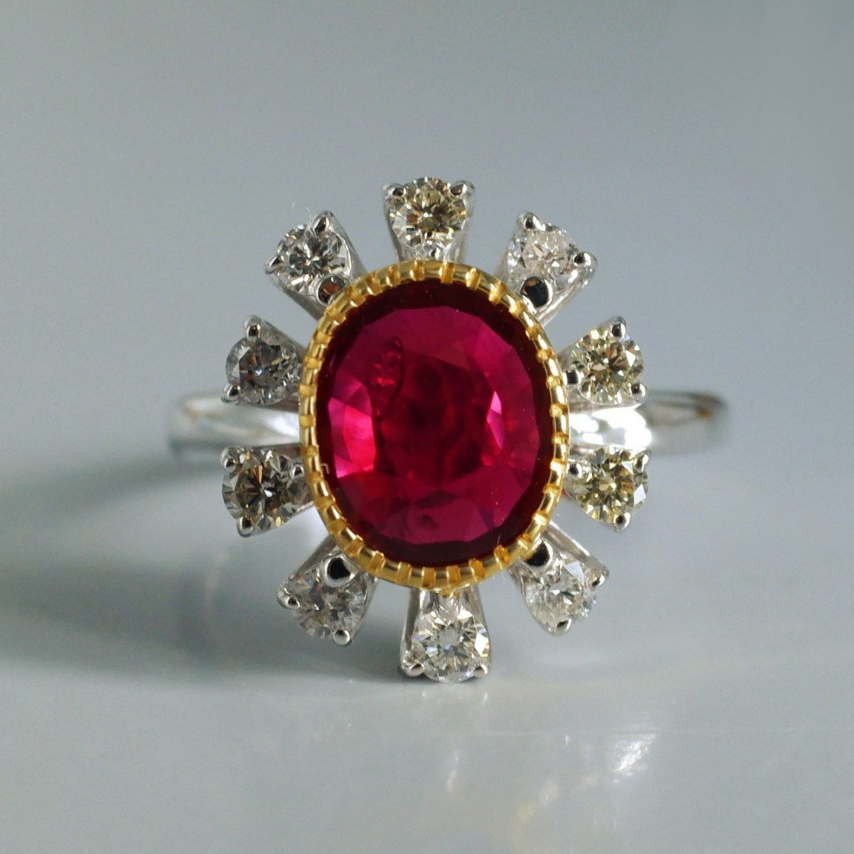 2ct Unheated Vintage Ruby Flower Ring 18k | Gem Gardener