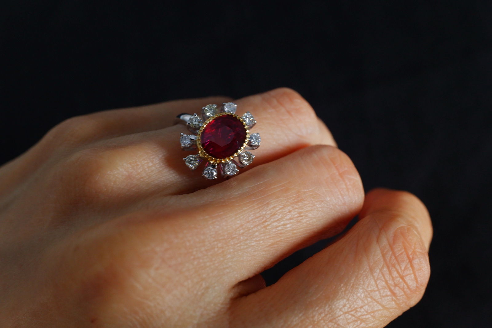 2ct Unheated Vintage Ruby Flower Ring 18k | Gem Gardener