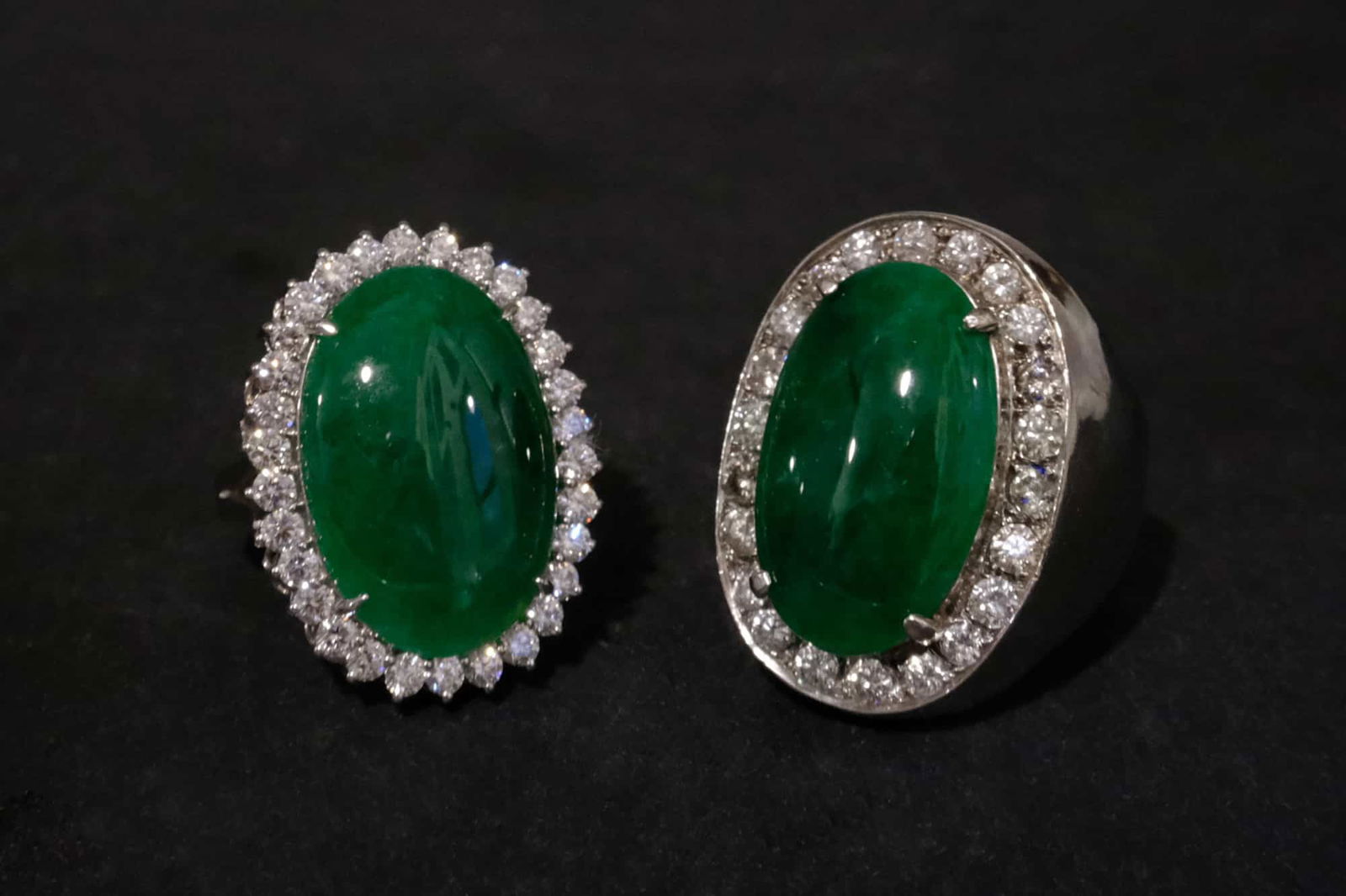 Tall Vintage Mens Jade Ring White Gold 18k | Gem Gardener
