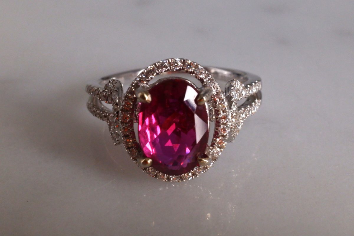 3ct Unheated Ruby Ring Halo 18k | GEM GARDENER