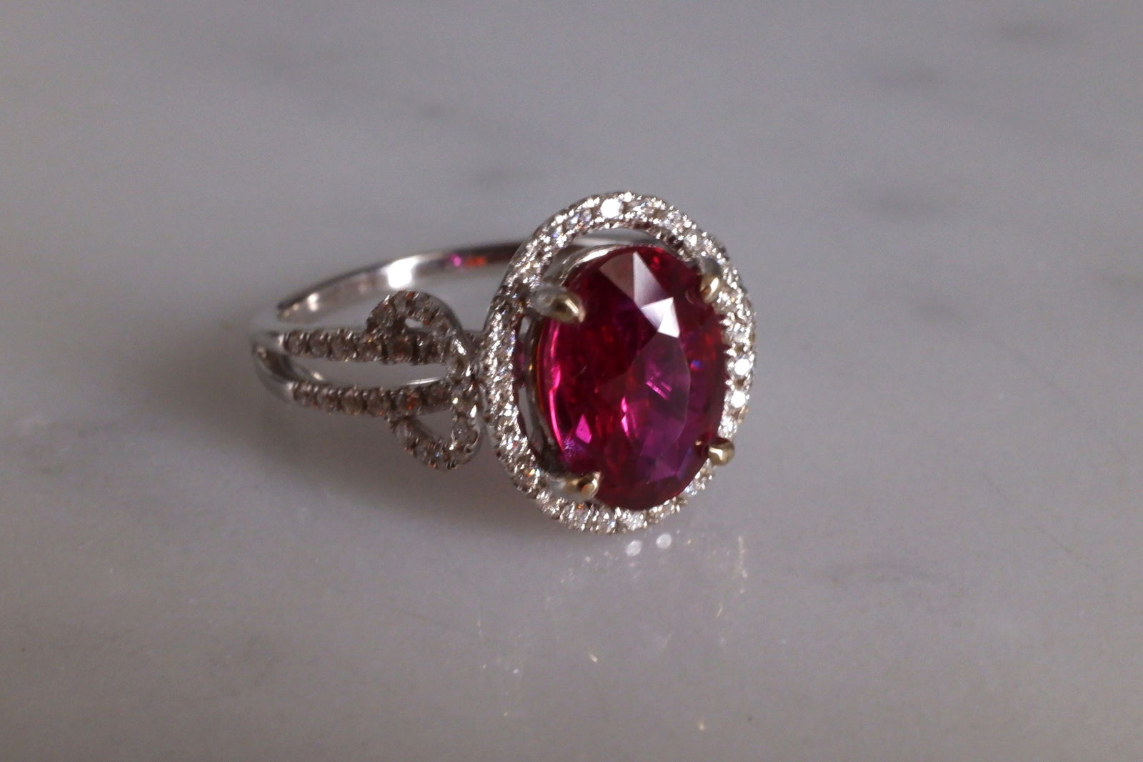 3ct Unheated Ruby Ring Halo 18k | GEM GARDENER