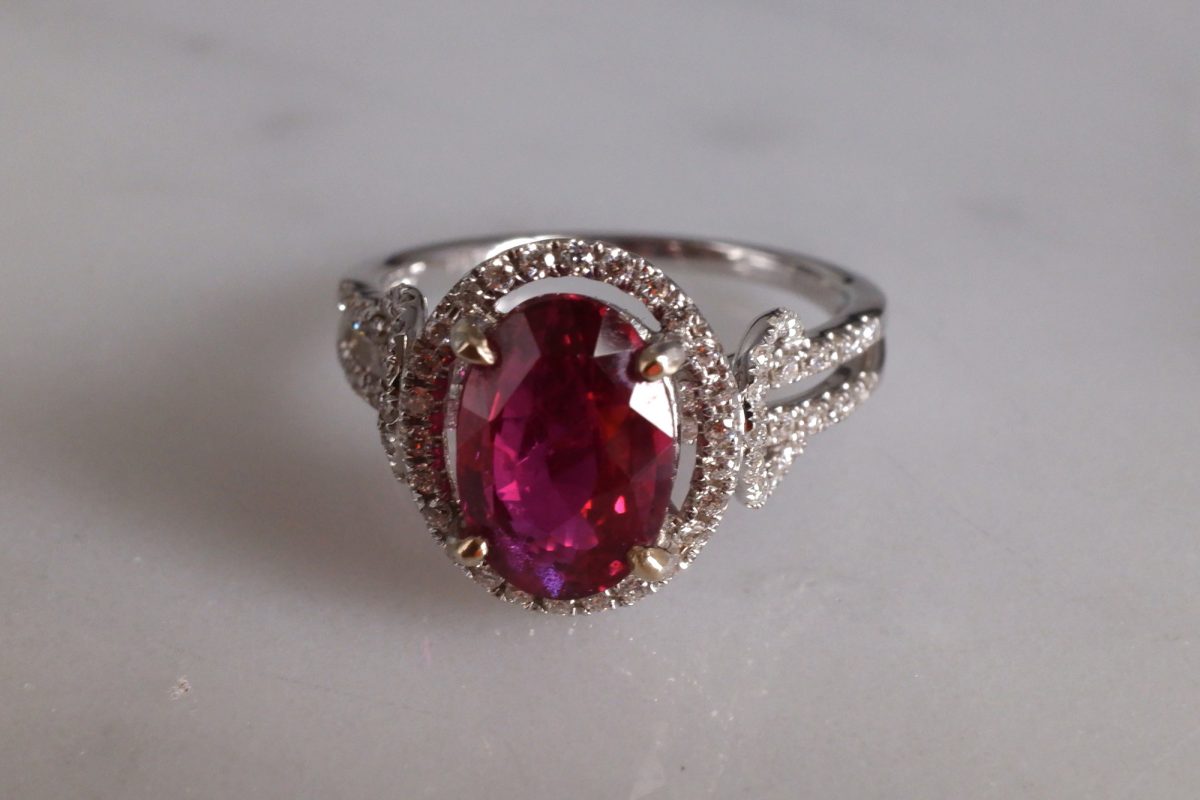 3ct Unheated Ruby Ring Halo 18k | GEM GARDENER
