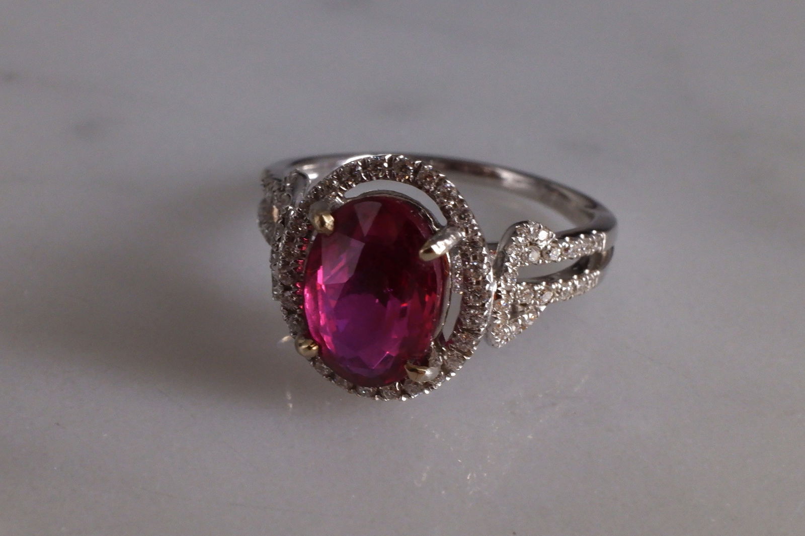 3ct Unheated Ruby Ring Halo 18k | GEM GARDENER