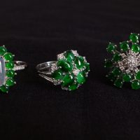 Icy White Green All Jade Halo Ring 18k | Gem Gardener