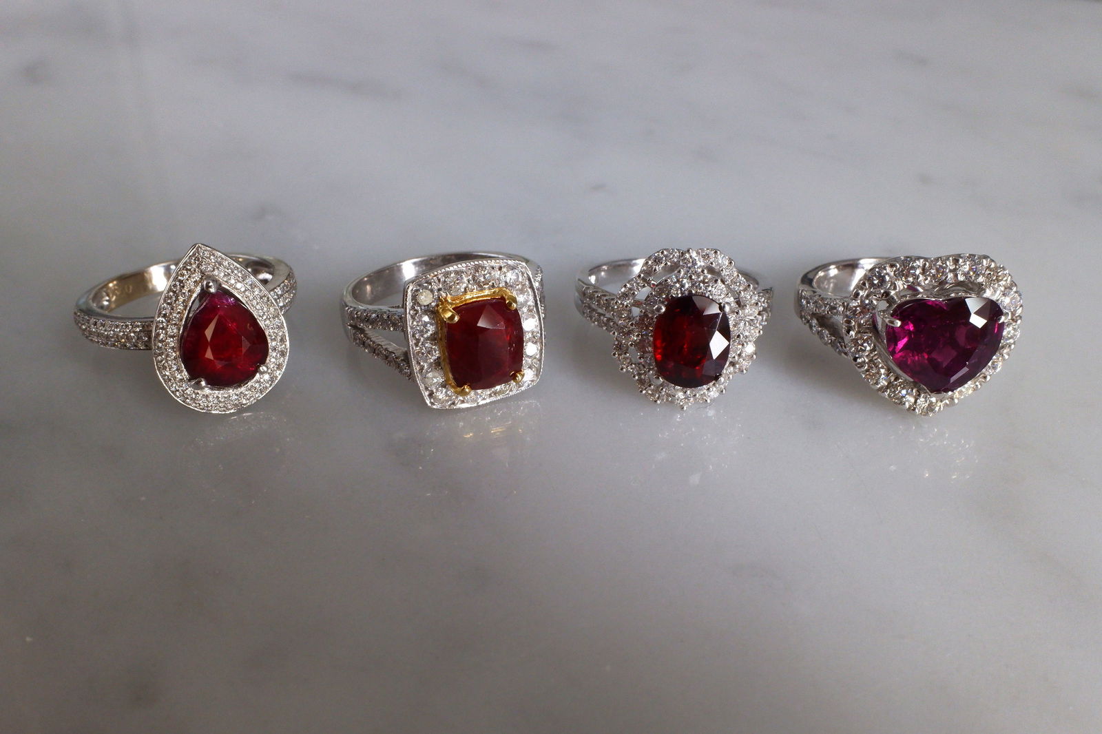 4ct Corundum Ruby Ring Heart Halo Ring 18k Ruby Sapphire | GEM GARDENER