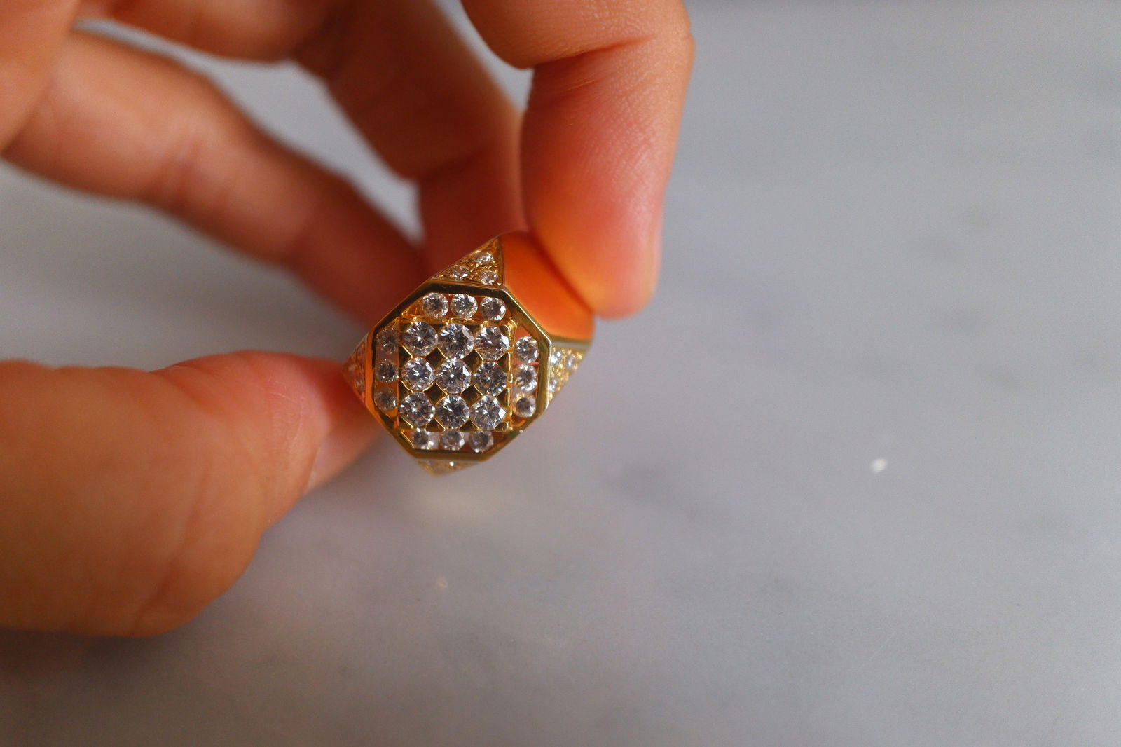 Brutalist Octagon Diamond Ring Men 20k Vintage | GEM GARDENER