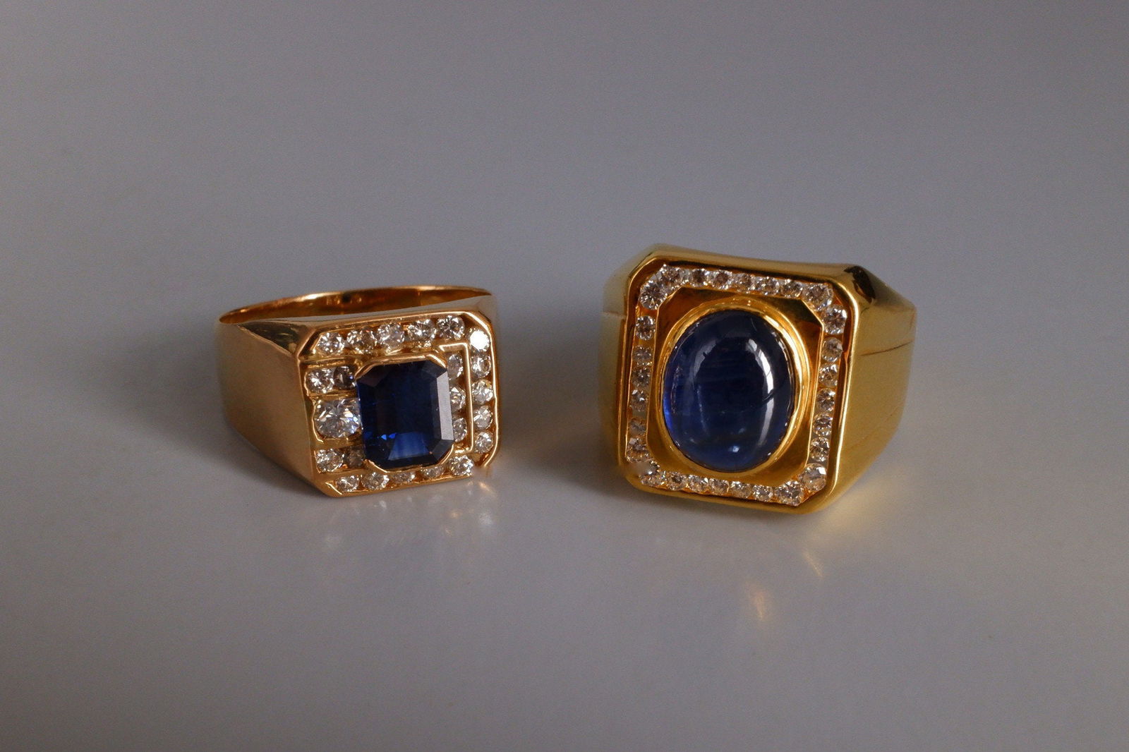 Blue Sapphire Diamond Pinky Ring Men 18k Vintage | Gem Gardener