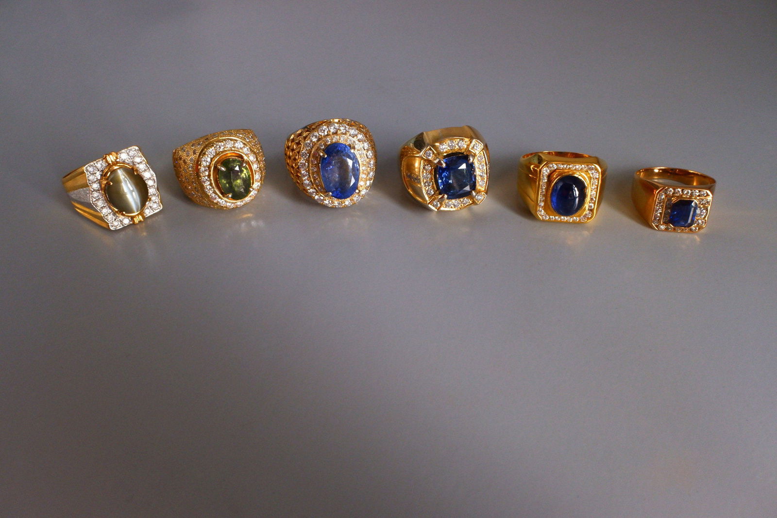 Blue Sapphire Diamond Pinky Ring Men 18k Vintage | Gem Gardener