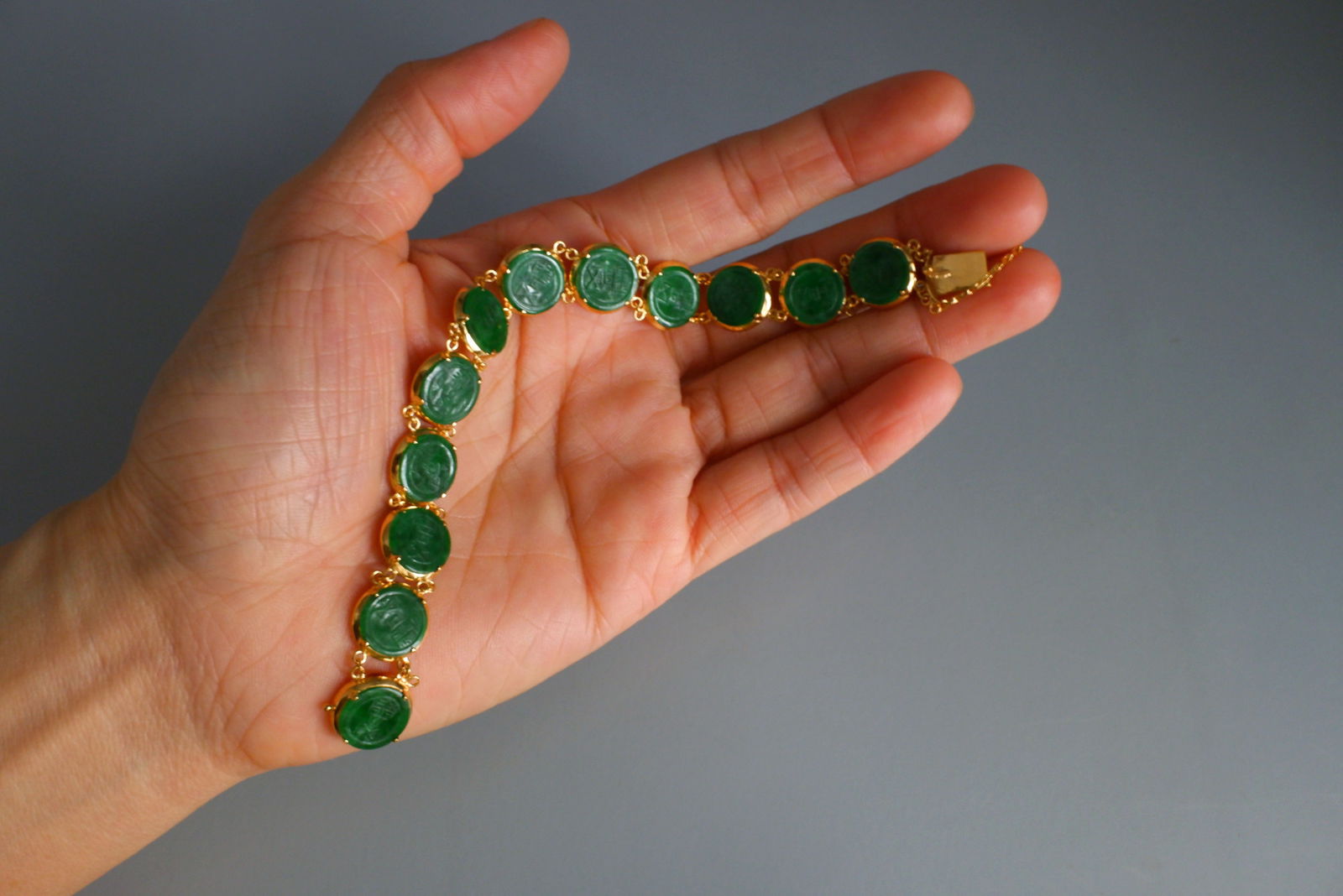 Antique Jade Coin Charm Bracelet 20k Chinese | Gem Gardener