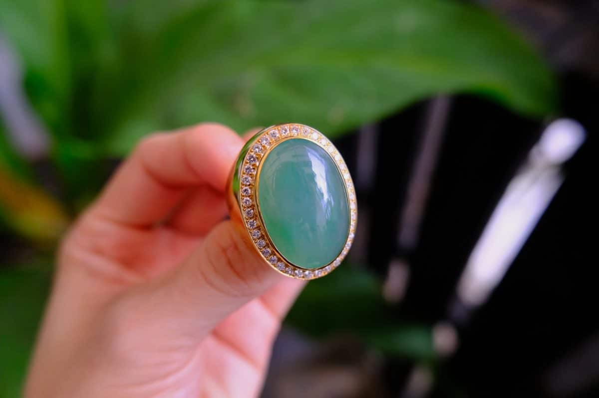 Art Deco Large Jade Ring 18k Vintage | Gem Gardener