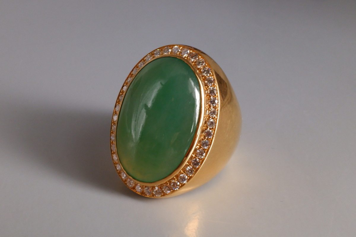 Art Deco Large Jade Ring 18k Vintage | Gem Gardener