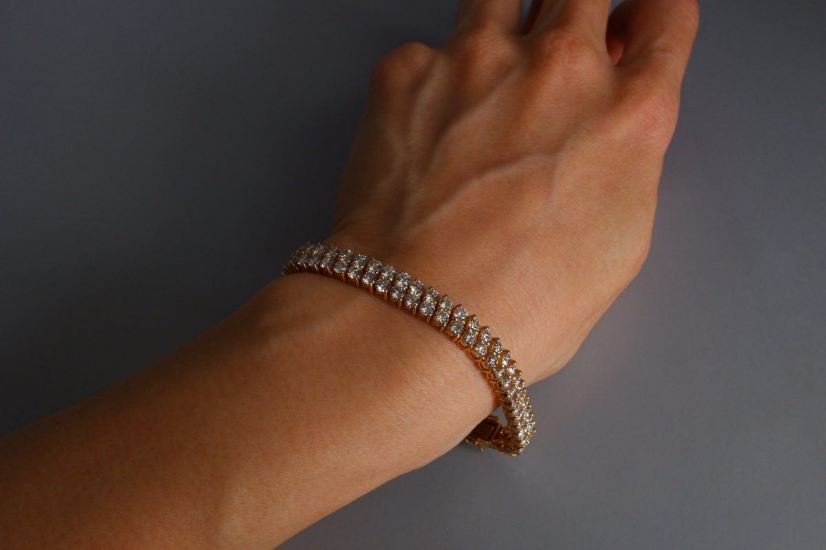 2 Row Diamond Bracelet Yellow Gold Tennis Bracelet 18k | Gem Gardener