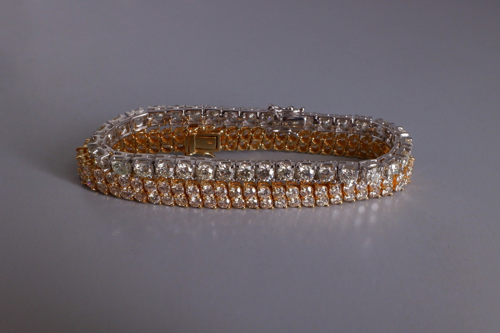 2 Row Diamond Bracelet Yellow Gold Tennis Bracelet 18k | Gem Gardener