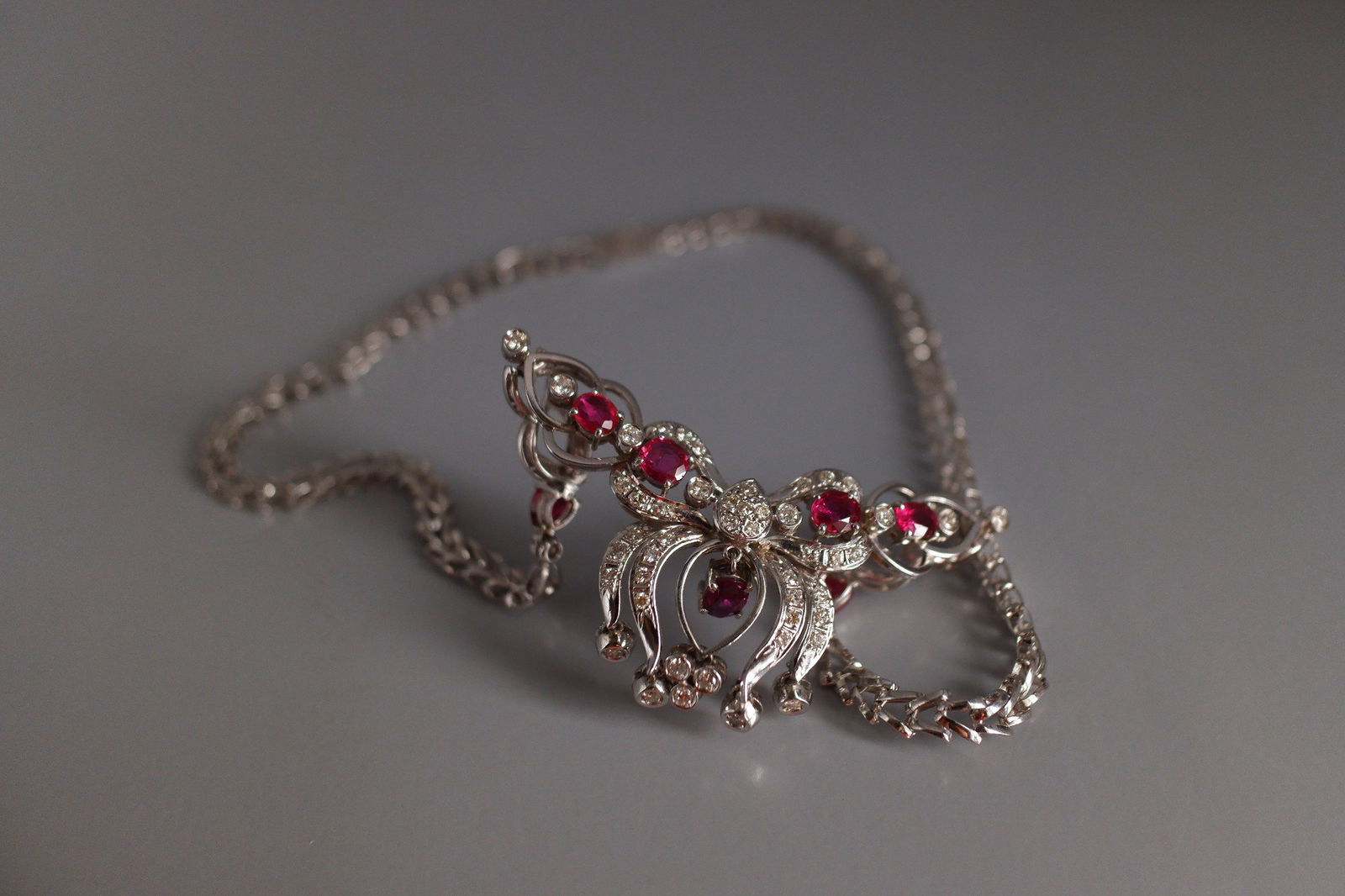Ruby & Pink Sapphire Lavaliere Choker Necklace 18k | Gem Gardener