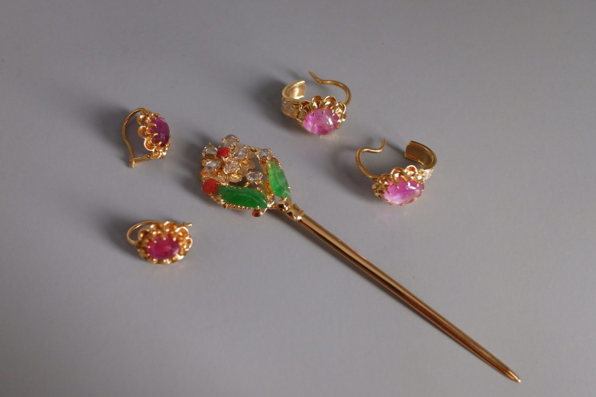 24k Chinese Gold Earrings Burmese Ruby | Gem Gardener