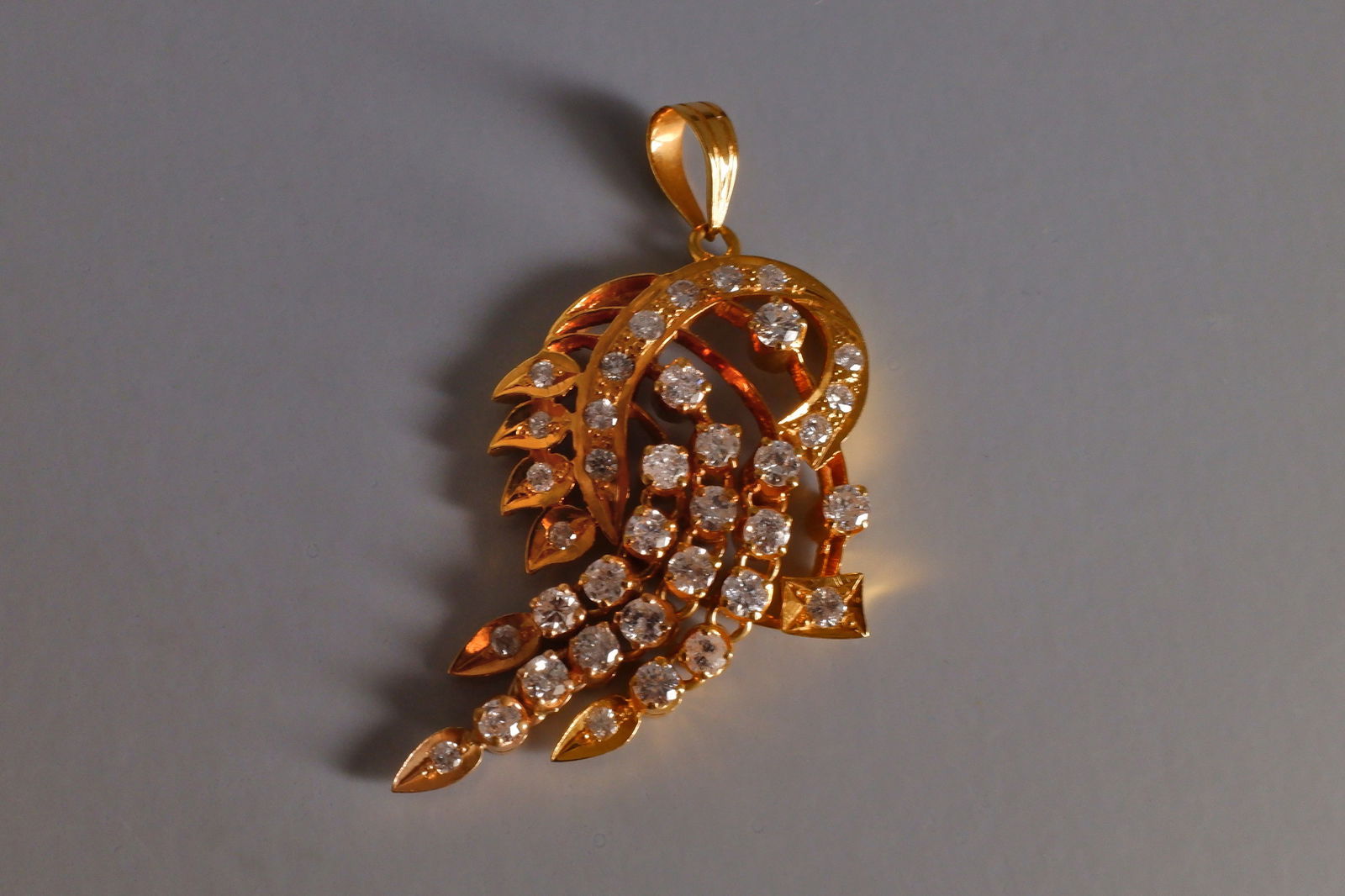 Phoenix Cluster Diamond Pendant Antique Chinese 20k | Gem Gardener