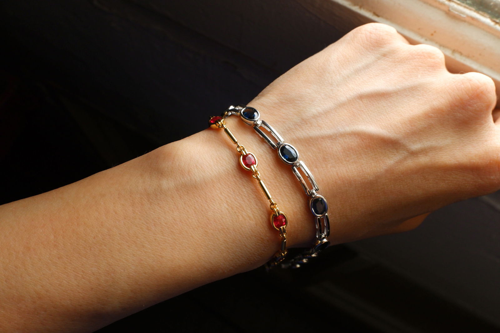 18k Red Ruby Link Bracelet Vintage | GEM GARDENER