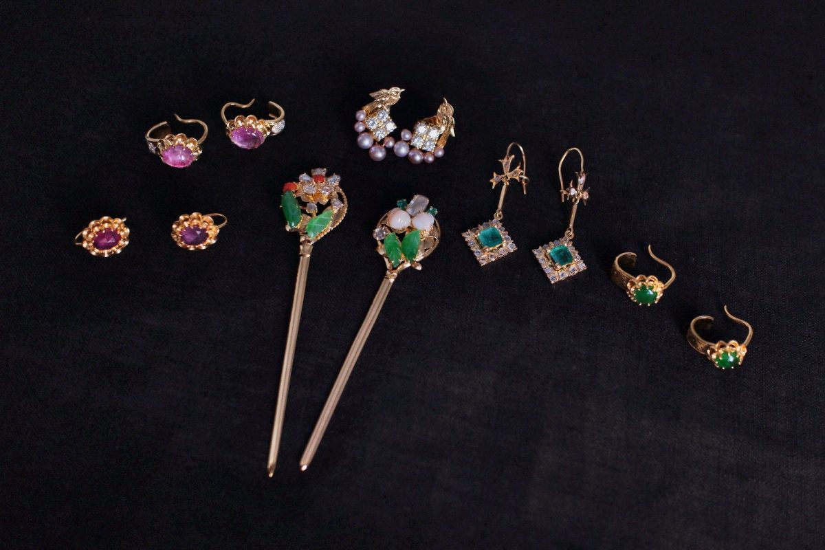 24k Chinese Gold Earrings Burmese Ruby | Gem Gardener