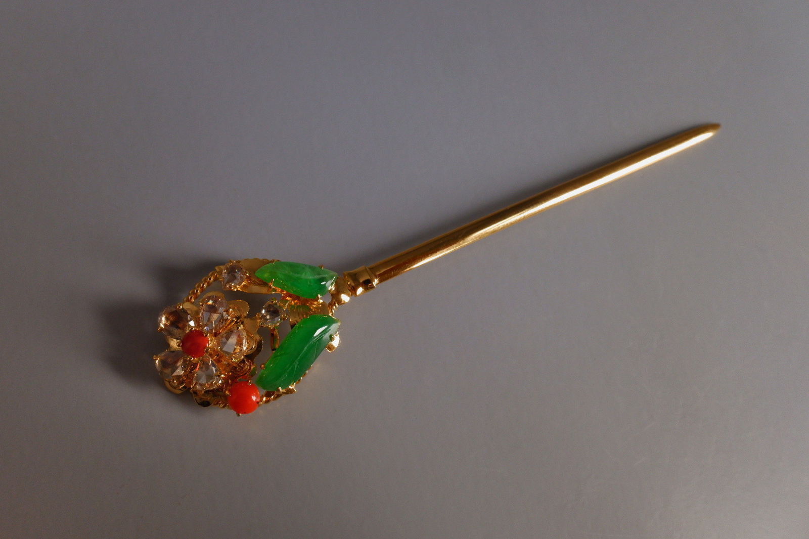 Antique Hair Ornaments Chinese Stick Pin 22k 'Summer' | Gem Gardener
