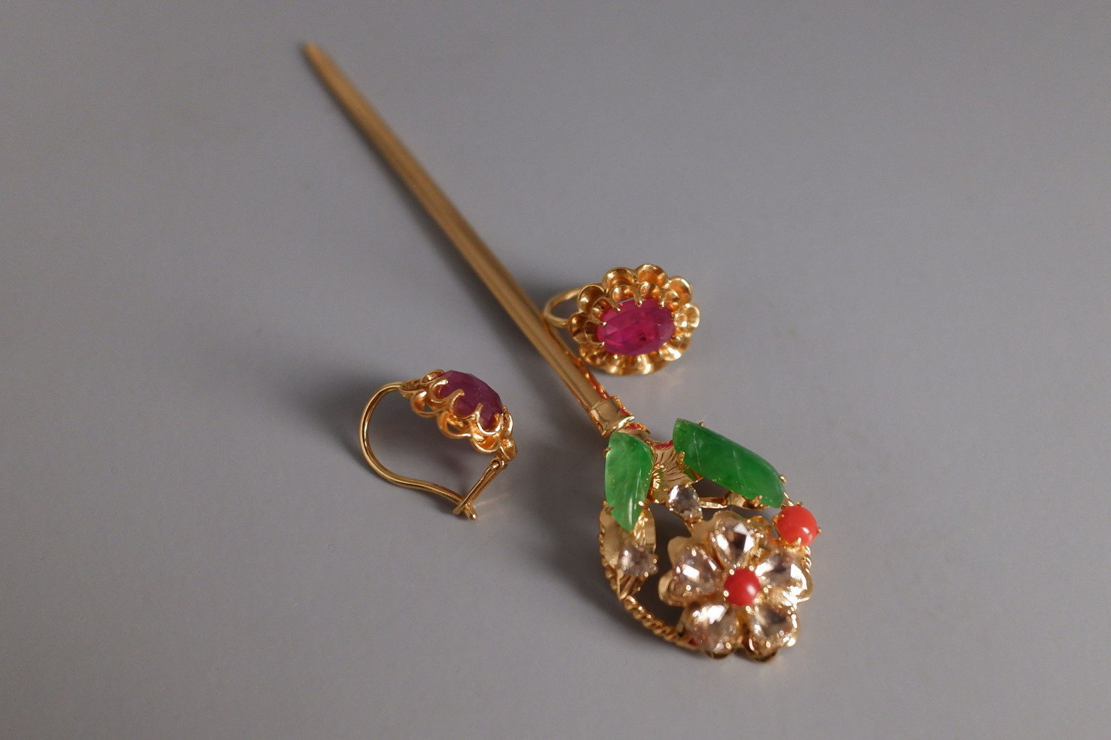Antique Hair Ornaments Chinese Stick Pin 22k 'Summer' | Gem Gardener
