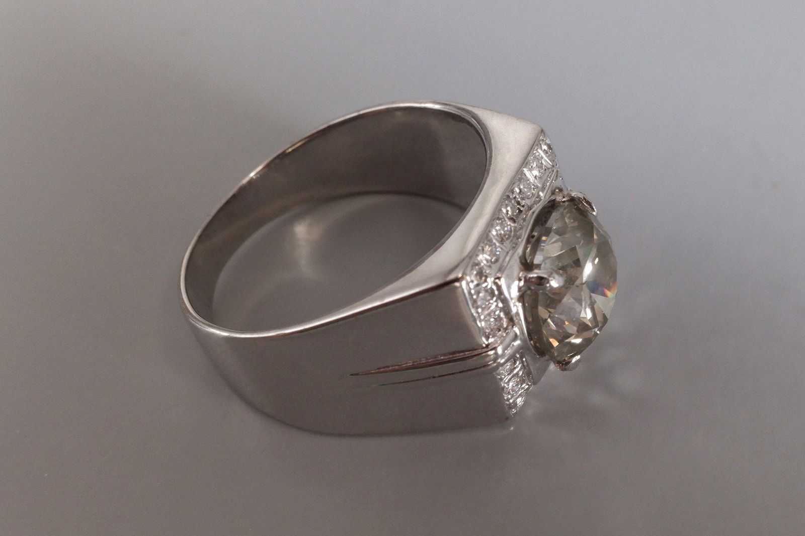 4ct Fancy Grey Diamond Ring Men 18k | Gem Gardener