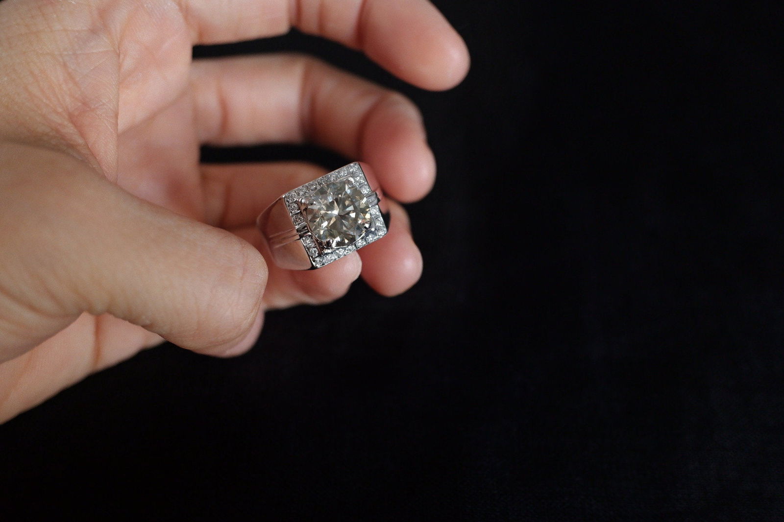 4ct Fancy Grey Diamond Ring Men 18k | Gem Gardener