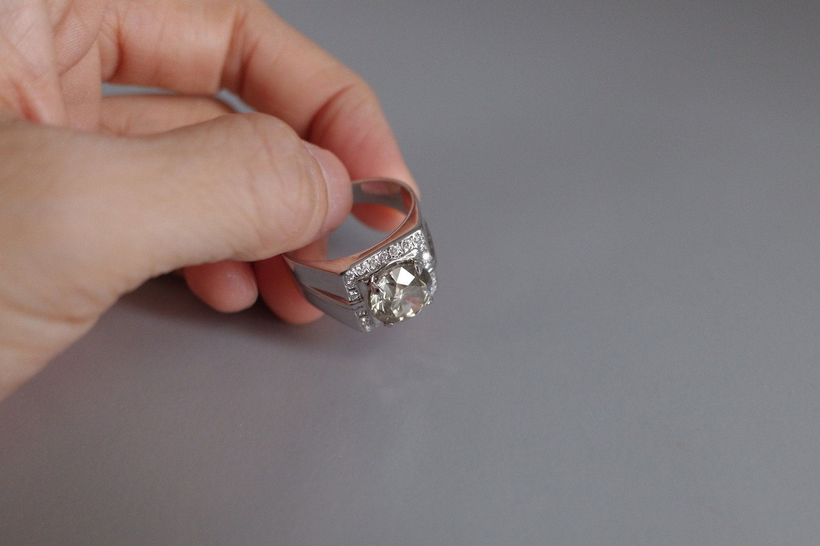 4ct Fancy Grey Diamond Ring Men 18k | Gem Gardener