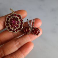 Vivid Ornate Red Ruby Pendant Necklace 18k | Gem Gardener