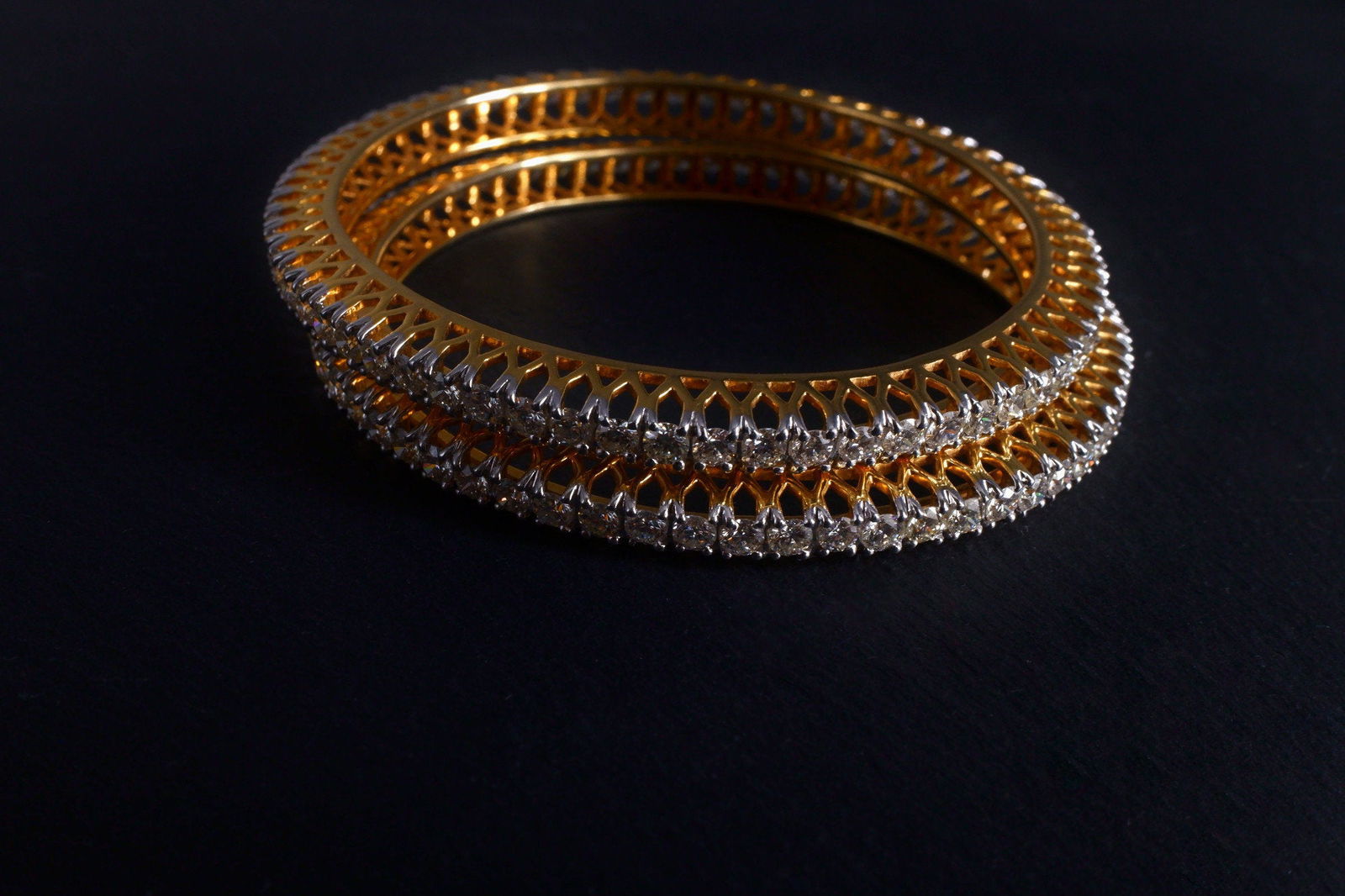 11ct Pair Diamond Bangle Bracelet 18k Indian | Gem Gardener