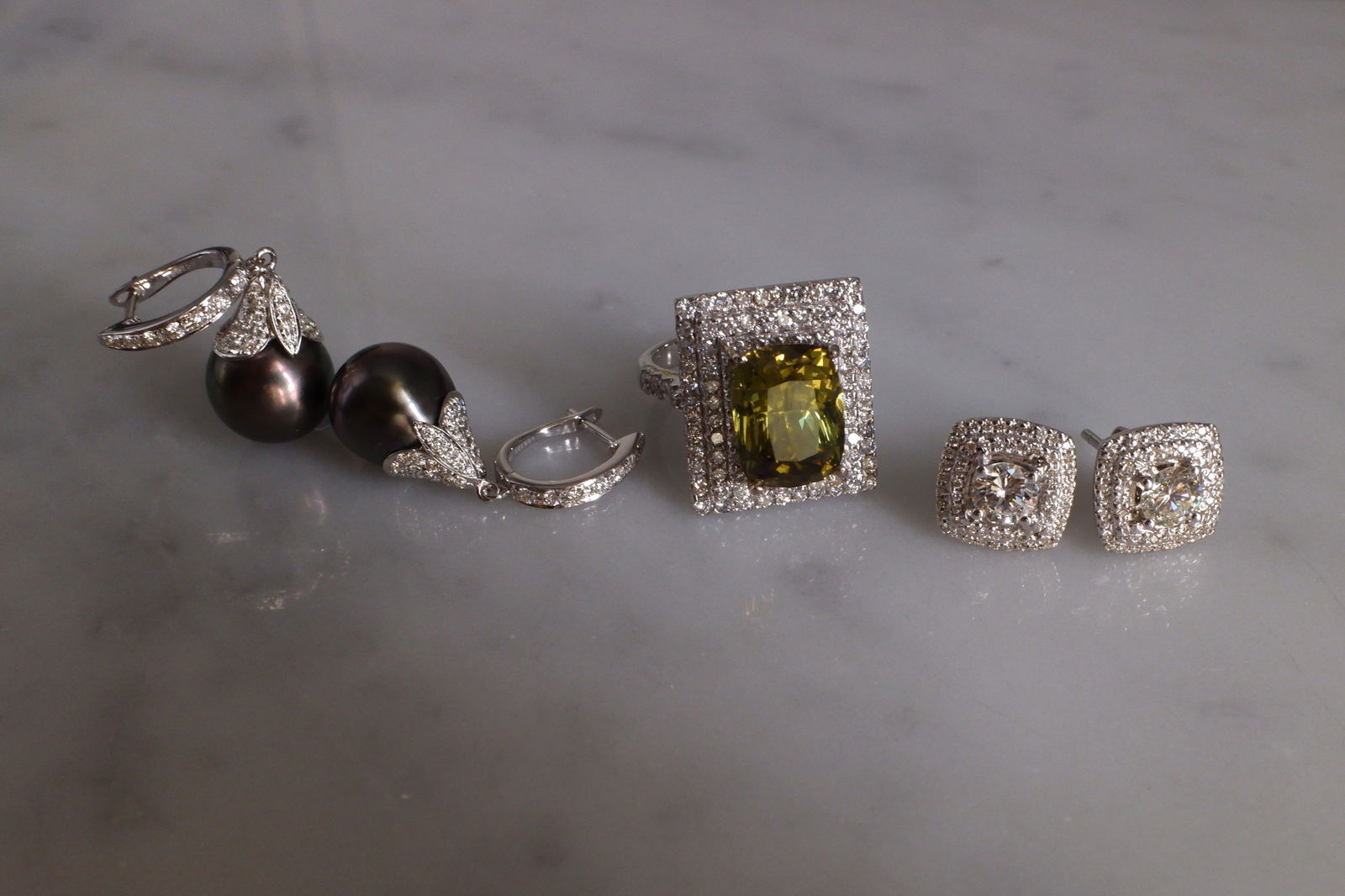 Square Diamond Cluster Stud Earrings 18k | Gem Gardener
