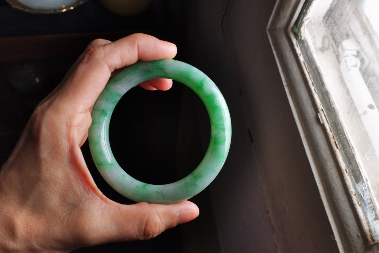 55mm Jadeite Bangle Burmese Jade Bangle Gem Gardener