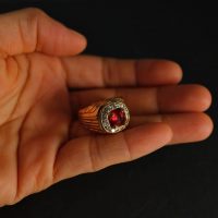 Rare Bixbite Red Beryl Mens Ring 18k | GEM GARDENER