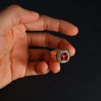 Rare Bixbite Red Beryl Mens Ring 18k | GEM GARDENER