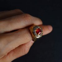 Rare Bixbite Red Beryl Mens Ring 18k | GEM GARDENER