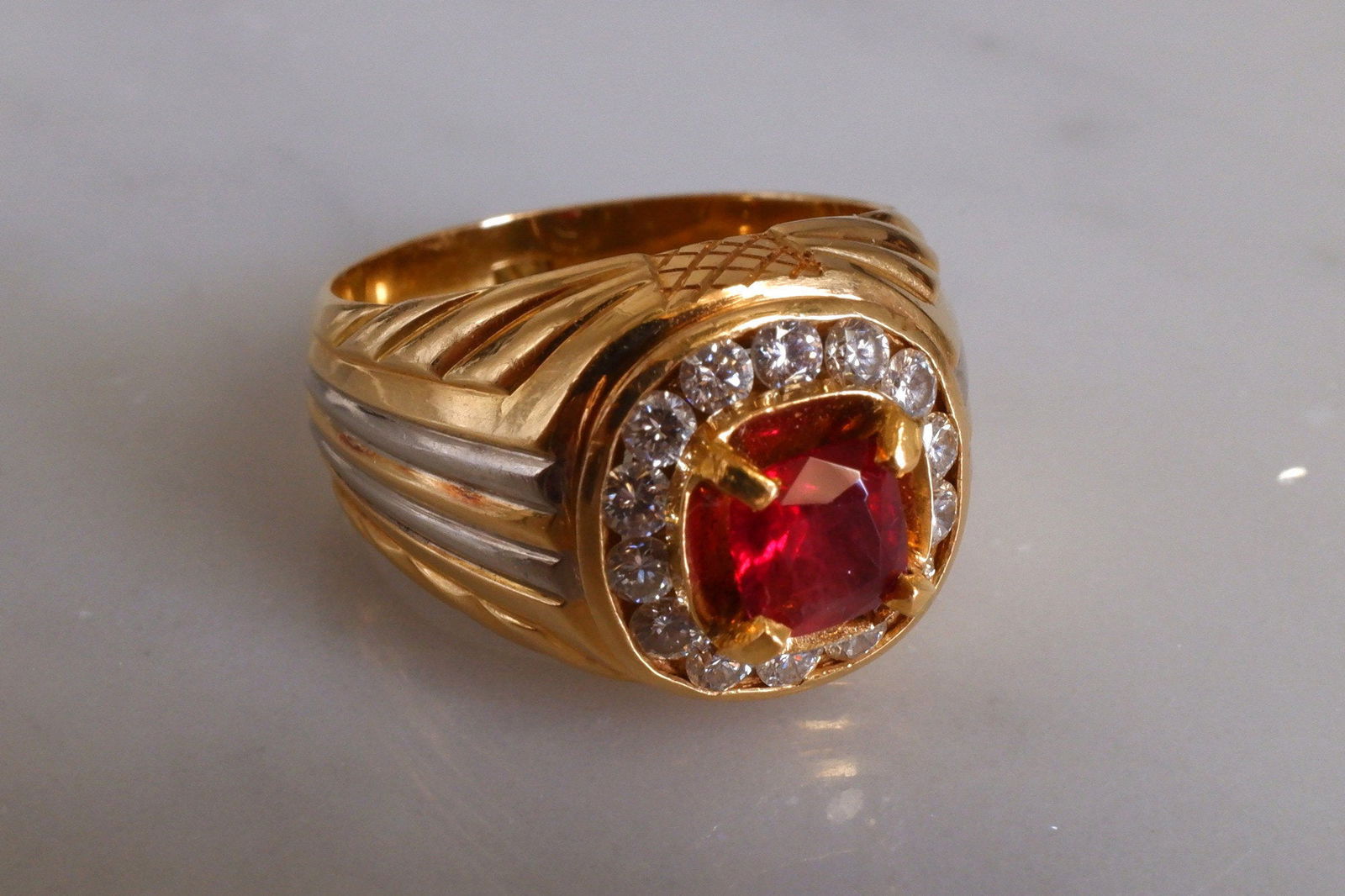 Rare Bixbite Red Beryl Mens Ring 18k | GEM GARDENER