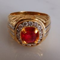Rare Bixbite Red Beryl Mens Ring 18k | GEM GARDENER