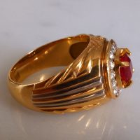 Rare Bixbite Red Beryl Mens Ring 18k | GEM GARDENER
