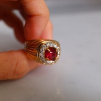 Rare Bixbite Red Beryl Mens Ring 18k | GEM GARDENER