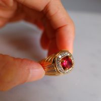 Rare Bixbite Red Beryl Mens Ring 18k | GEM GARDENER