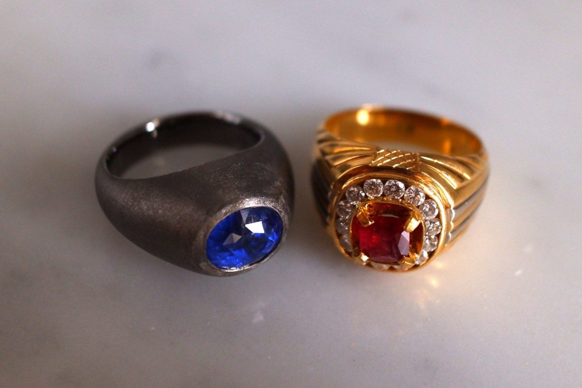 Rare Bixbite Red Beryl Mens Ring 18k | GEM GARDENER