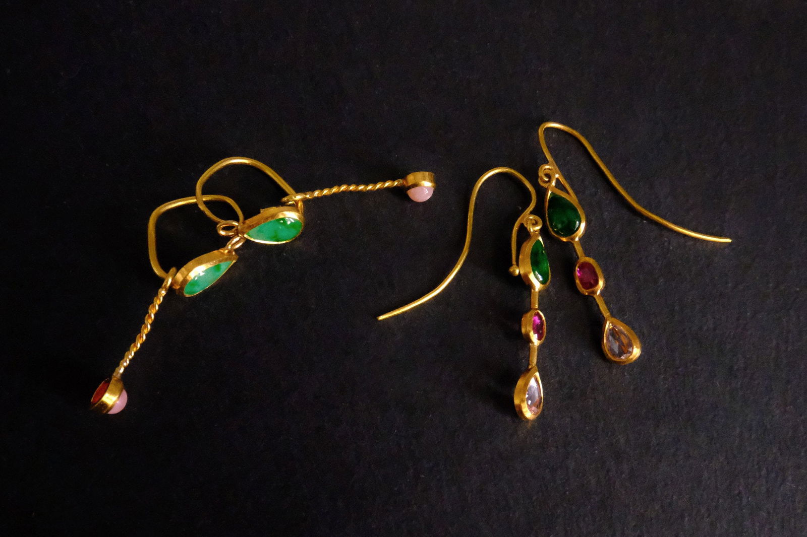 24k Gold Ancient Earrings Roman Jade Opal | Gem Gardener