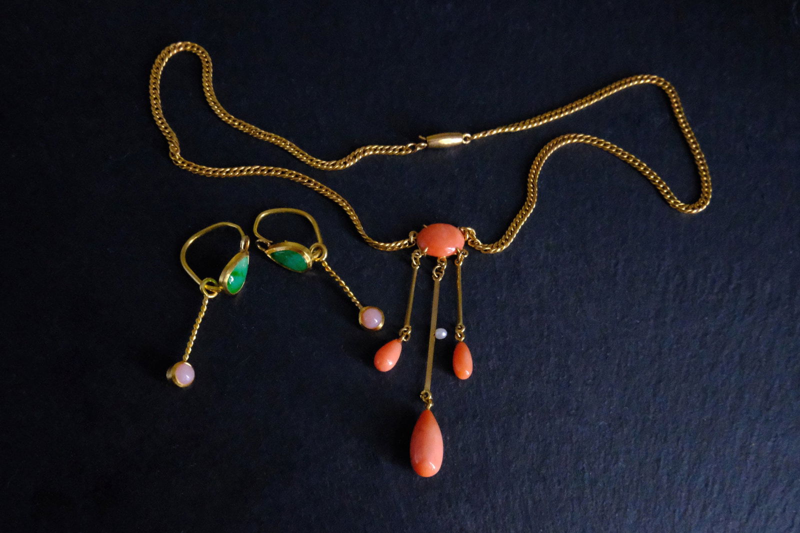 24k Gold Ancient Earrings Roman Jade Opal | GEM GARDENER